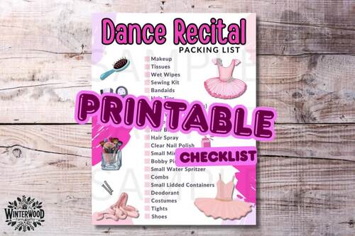 Printable Dance Recital Packing List | Checklist for Dancers | TPT