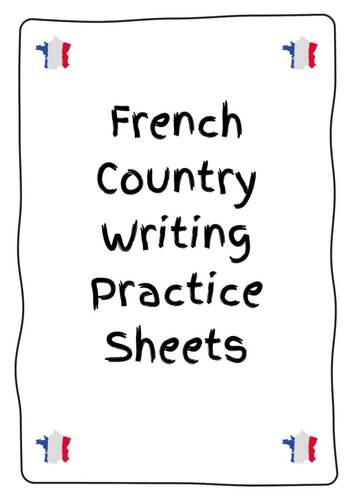 French Countries Resources for Handwriting Practice by Worksheet Whisperer