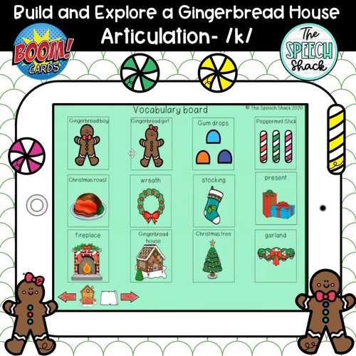 Gingerbread House Articulation BOOM Cards™ - /k/ by The Speech Shack