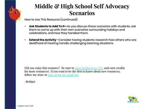 Self Advocacy Scenarios for Listening & Language Therapy: Middle & High ...