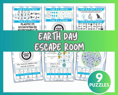 Earth Day Escape Room Print & Digital Escape Room 9 Engaging Puzzles ...