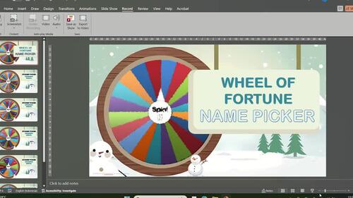 Random Name Picker Wheel of Fortune - Winter Theme - For PowerPoint