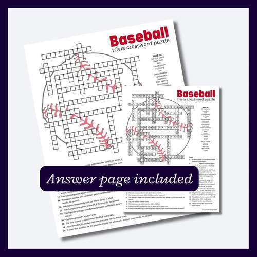 Baseball trivia game! This baseball crossword puzzle is for grade 4+