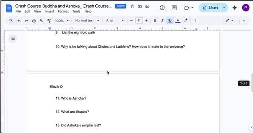 Crash Course Buddha & Ashoka Worksheet | World History Video Guide #6