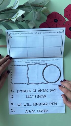 ANZAC Day Flipbook - ANZAC activities Grade 3-6 by Rainbow Sky Creations