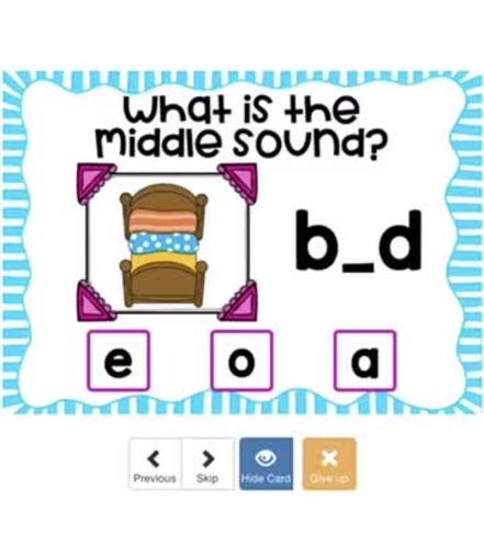 Boom Cards - Middle Sound Identification by To Teach A Mockingbird