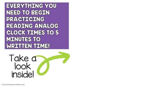 Special Education Task Boxes for Telling Time Practice to 5 Minutes Bundle