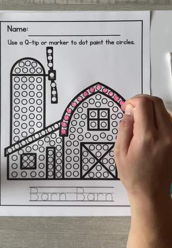Farm Themed Q-Tip Dot Painting - Fine Motor Activity - Early Learning ...