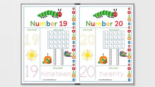 Caterpillar Number Review Printable Math (1-20) | TPT