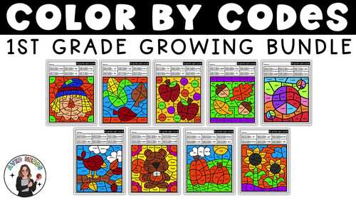 First Grade Dolch Sight Words | Color by Codes Activities Growing Bundle