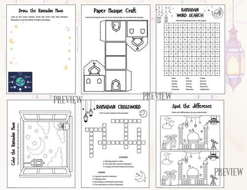 Ramadan Activities, Eid Al Fitr: Craft, Worksheets, Games & Reading For K-4