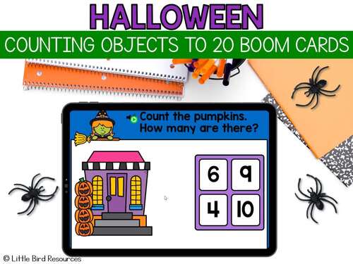 Halloween Pumpkin Counting Groups of Objects Up to 20 Boom Cards Count ...