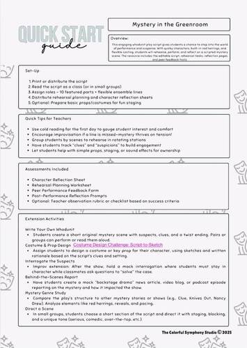 Mystery in the Greenroom – Scripted Whodunit Drama Activity for Grades 6–10