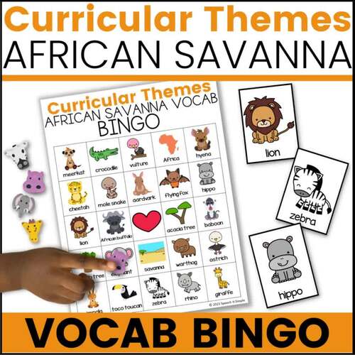 AFRICAN SAVANNA Vocabulary Bingo for Speech Therapy | Curricular Themes