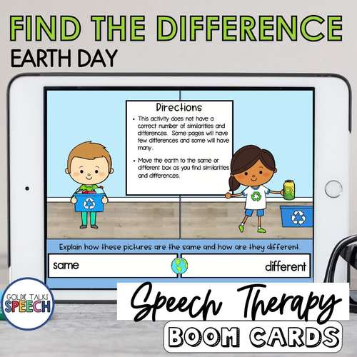 Find the Difference Earth Day Boom Cards similarities and differences