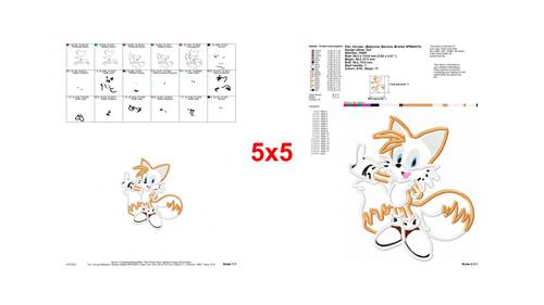 Miles Tails Prower Sonic Applique Design 02 - Instant Download by Aneta H