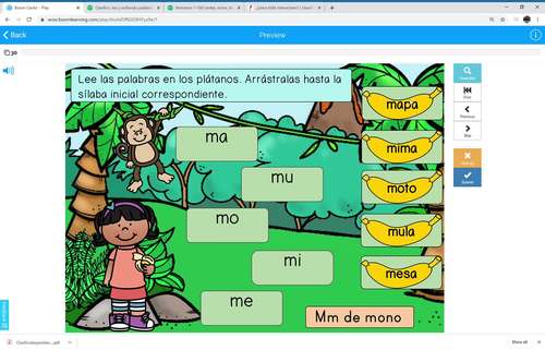 Sílabas (M, P, L, S y T) - Clasifico, leo y entiendo palabras Boom Cards