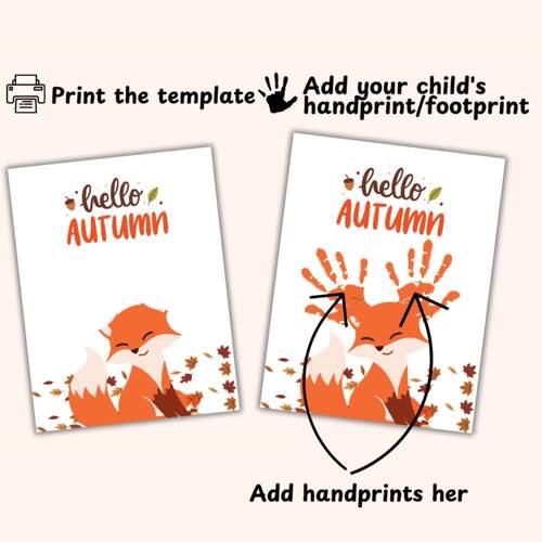 Autumn Handprint Fox Craft Printable | Fall Handprint Craft | Fall ...