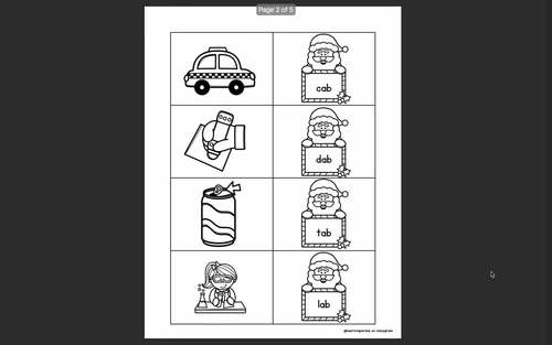 Christmas Phonics Activity "-ab" CVC Words - PreK, Kindergarten, First ...