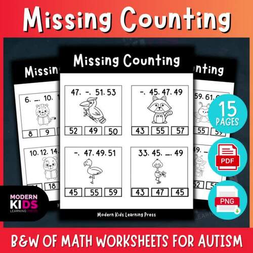 Missing Counting: B&W of Math Worksheets For Autism by ModernKids ...
