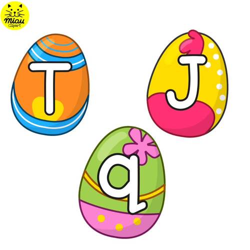Easter Egg Animated Letters Clip Art - Alphabet by Miau clipart