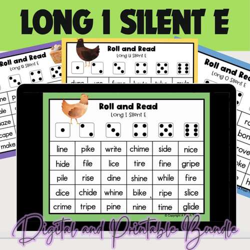 Roll & Read Long I Silent E Words & Sentences Digital + Printable ...