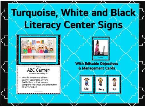 Literacy Center Signs With Editable Objectives | Center Posters | TpT