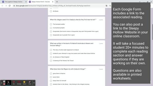 The Legend of Sleepy Hollow Unit: full story, questions, worksheets ...
