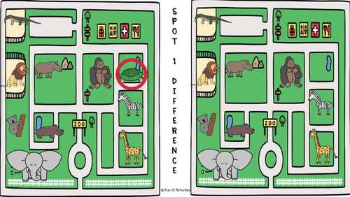 A Day At The Zoo Spot the Difference Interactive Visual Perception Game
