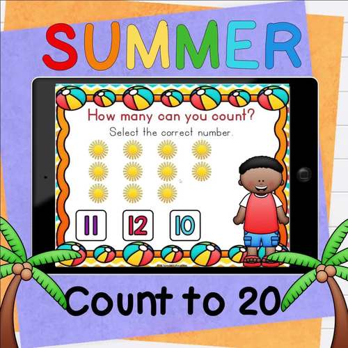 Summer Math Boom Cards | Counting to 20 digital task cards | TPT