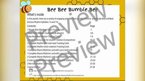 Bee Bee Bumble Bee: Ta and Titi Fun Activities and Games | TPT