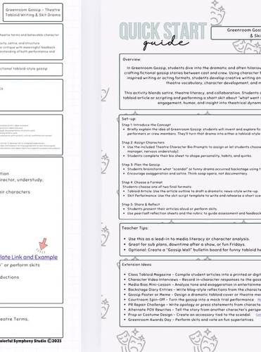 Greenroom Gossip | Theatre Tabloid Writing & Skit Drama Project (Grades ...