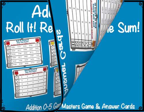 Addition Facts 0-10 Practice: Roll It! Read It! Say the Sum! | TPT