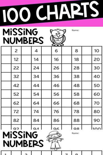 100s CHARTS WORKSHEETS - BLANK, FILL IN, MISSING NUMBERS- FALL | TPT