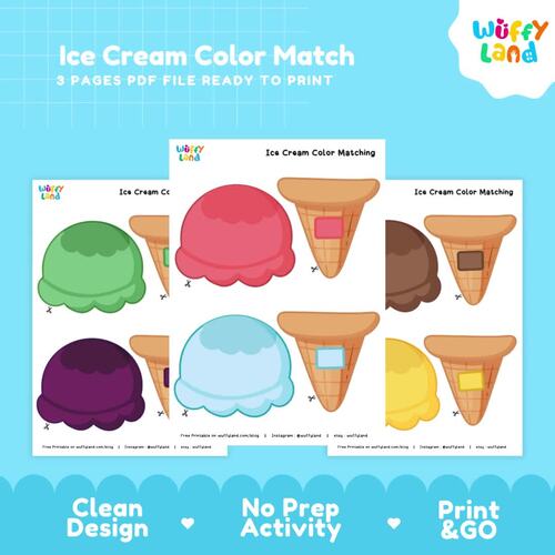 Ice Cream Color Matching Activity | Summer Math Center | Preschool ...