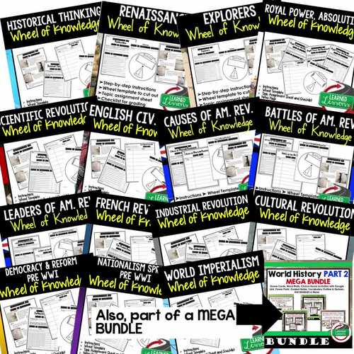 World History Activities BUNDLE, Wheel of Knowledge (Interactive Notebook)