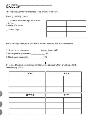 Le Subjonctif -- French Subjunctive Complete Lesson w/notes speaking & more