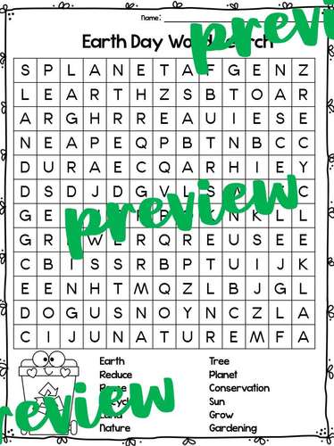 Earth Day Activity Fun Pack - Word Search - Coloring - Building Words