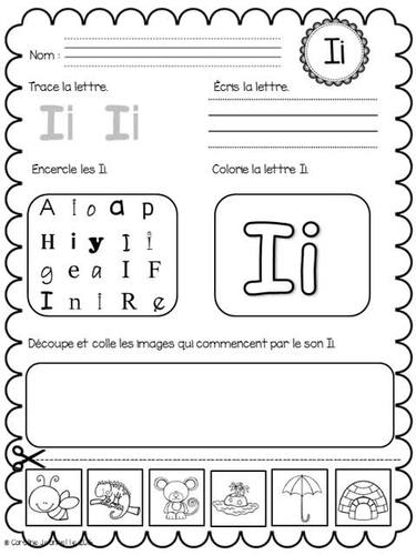 French Alphabet - Letter I / Alphabet - Lettre I by Caroline Joannette