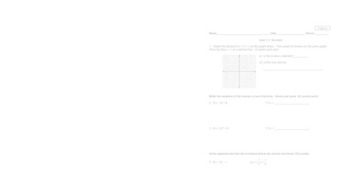 Algebra - Inverses & Intro to Logs - 2 Quizzes, 2 Reviews, 5 Tests
