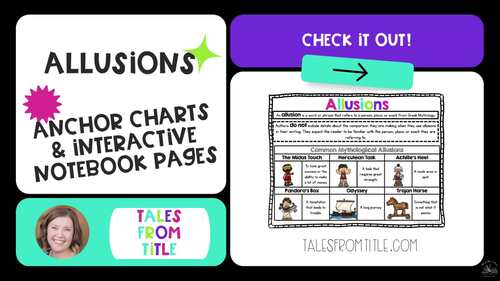 Greek Mythology Allusions Anchor Charts & Interactive Notebook Pages