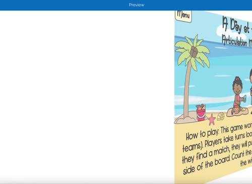 A Day at the Beach Articulation Memory Game Boom Cards™ Speech Therapy