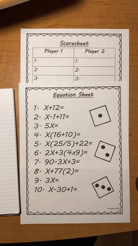 Substituting Variables Activity: 5th/6th Grade Math Activity by ...