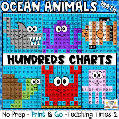 Ocean Animals - Hundreds Chart - Color by Number - With Digital Resources