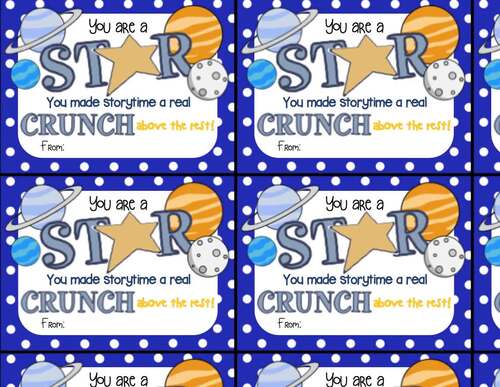 Star Crunch Cookie Guest Reader Appreciation Gift Tag- You are a STAR ...