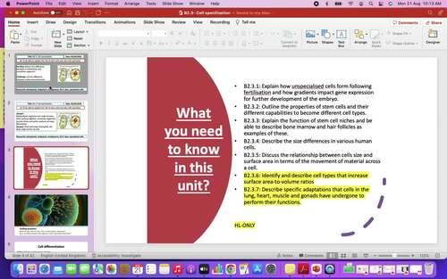 IB Biology: B2.3 Cell specialisation (first exams in 2025) | TPT