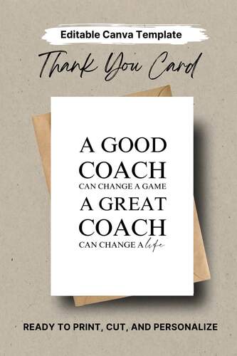 Thank You Card for Coach | Appreciation Greeting Card for Sports Coach