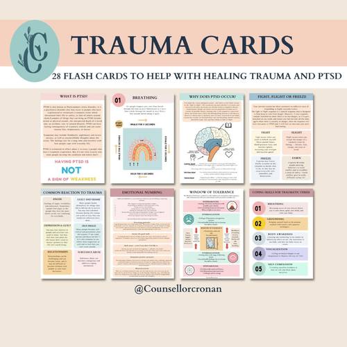 Trauma PTSD coping skill cards, SEL, Trauma therapy, narrative therapy ...