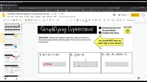 Algebra 1 Semester Review and Exam by Mandy's Math World | TPT