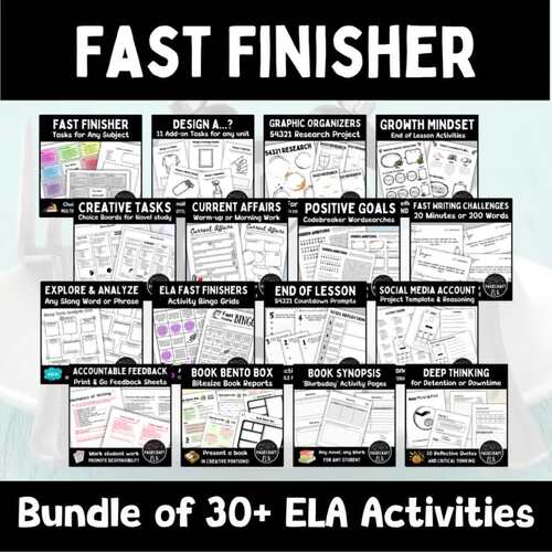 Fast Finisher & Extension Task Bundle for Middle and High School ELA